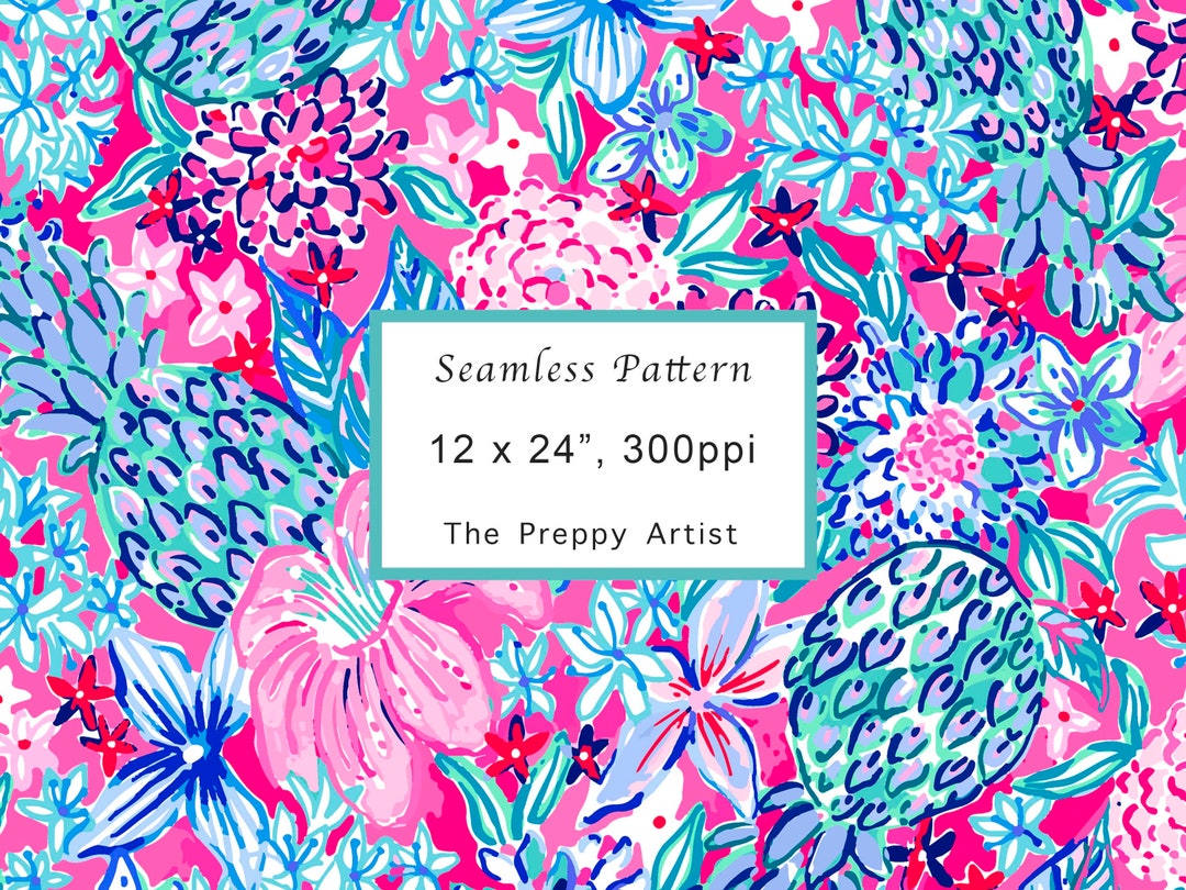 INSTANT DOWNLOAD Preppy Pineapple Pattern, Seamless Pineapple Design ...