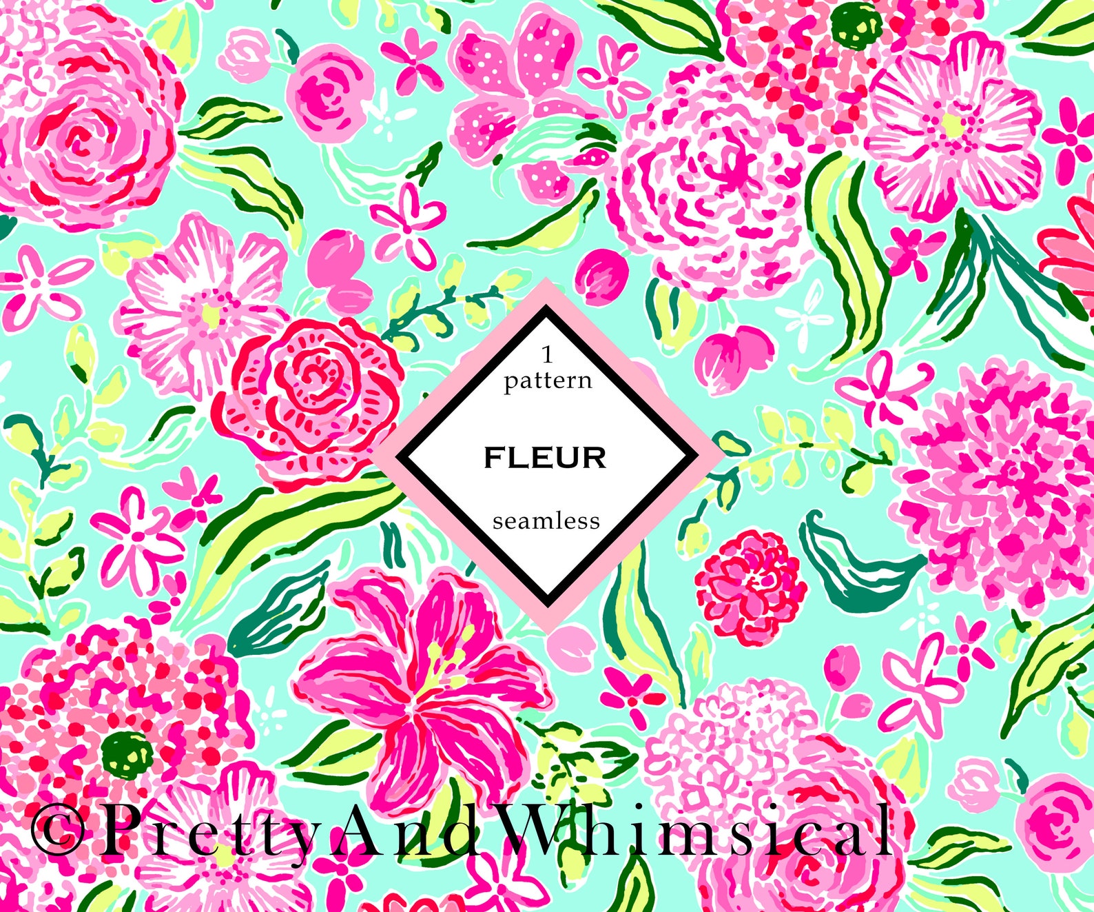 INSTANT DOWNLOAD Preppy Floral Pattern, Seamless Design, Jpeg Pattern ...