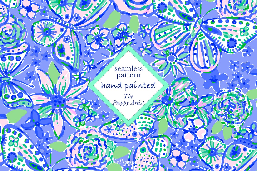 Instant Download Preppy Butterfly Digital Pattern, Preppy Seamless ...