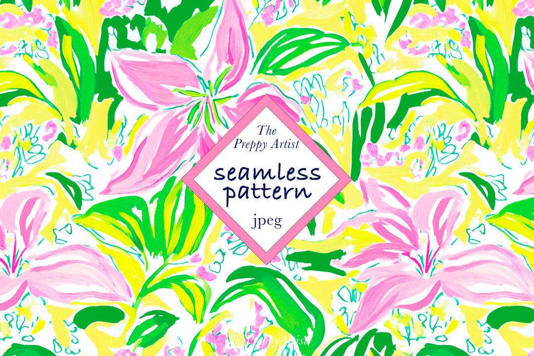 INSTANT DOWNLOAD Preppy Floral Pattern, Seamless Summer Floral Pattern ...