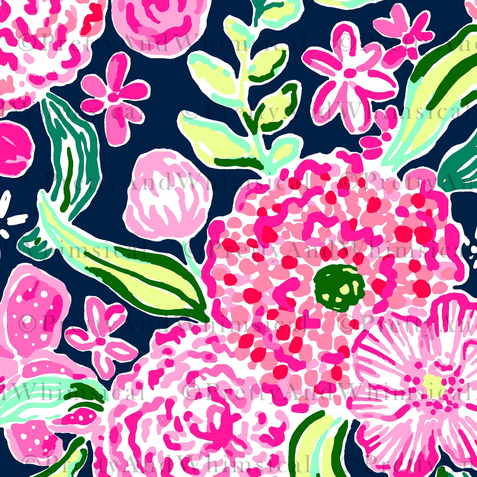 INSTANT DOWNLOAD Preppy Floral Pattern, Seamless Design, Jpeg Pattern ...