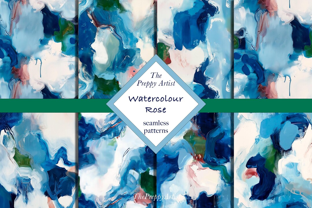 INSTANT DOWNLOAD Abstract Blue Paint Patterns, Seamless Abstract ...