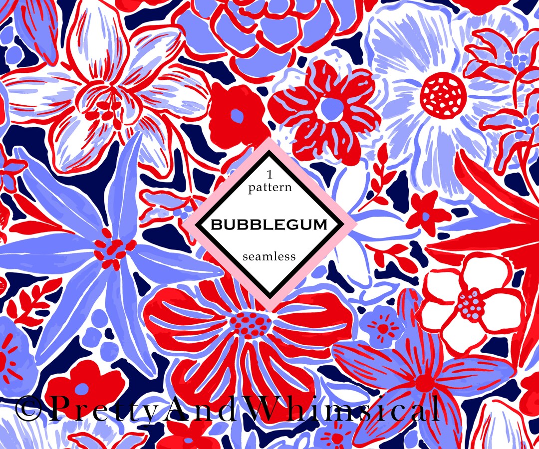 INSTANT DOWNLOAD Preppy Red and Blue Surface Pattern Design, Preppy 4th ...