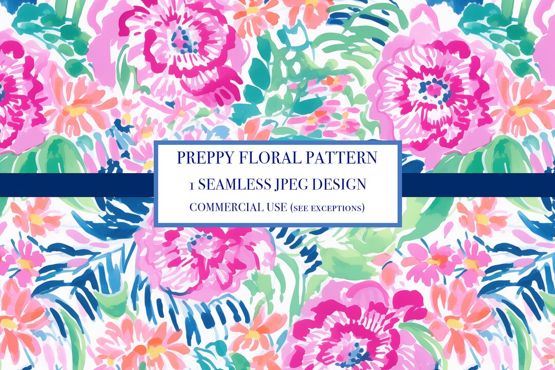 INSTANT DOWNLOAD Preppy Floral Pattern, Seamless Floral Design, Preppy ...