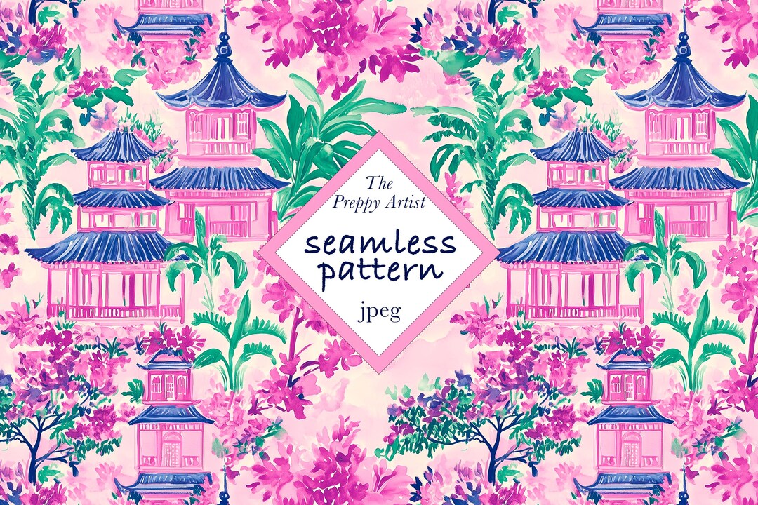 INSTANT DOWNLOAD Pink and Purple Chinoiserie Pattern, Seamless ...