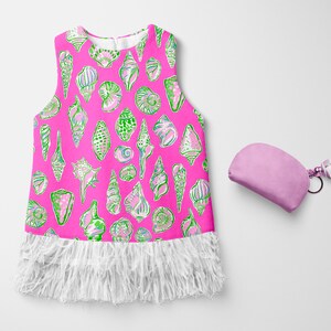 Preppy Pink and Green Seashell Pattern, Seamless Shell Print, Cute ...