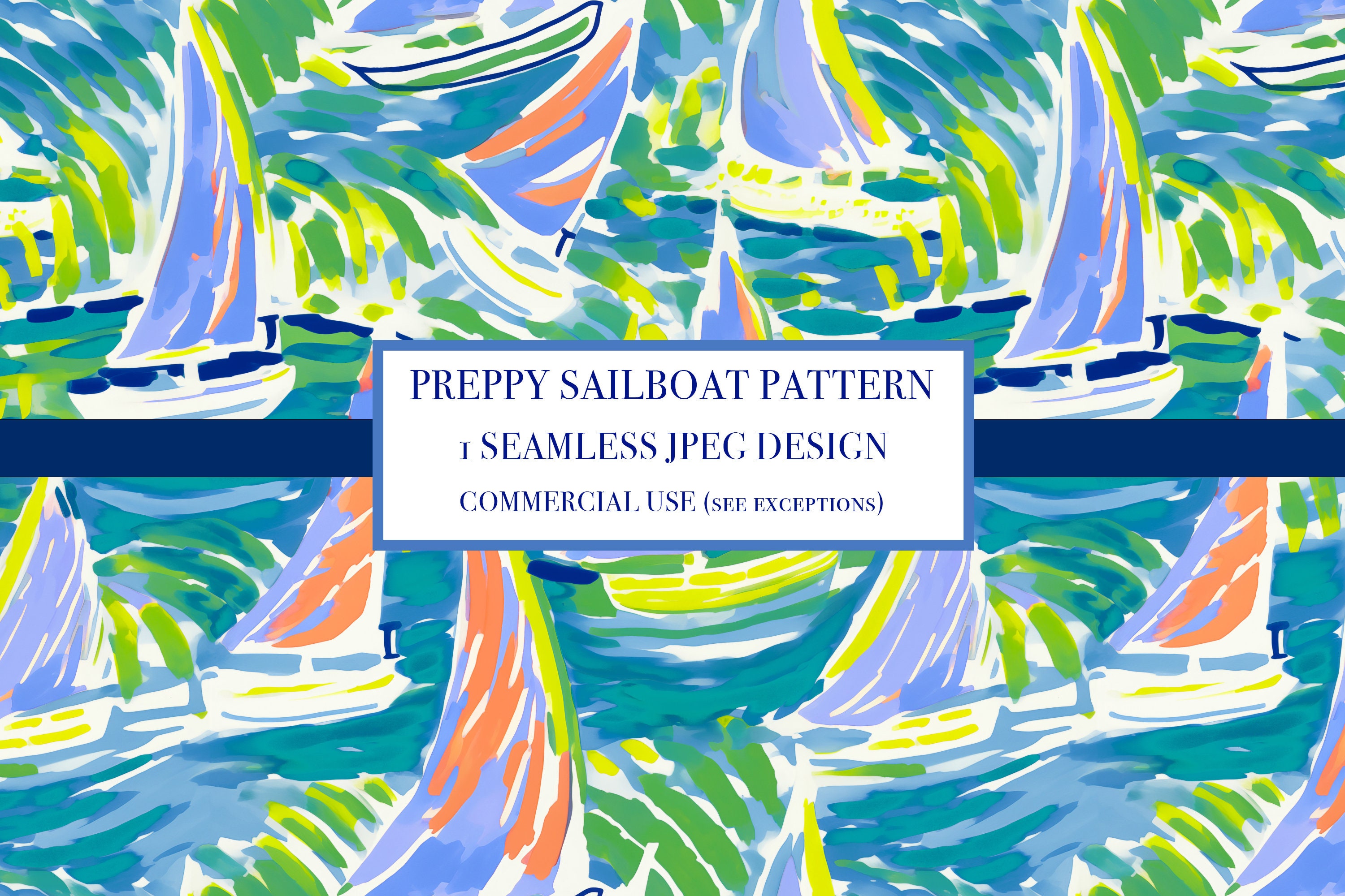 INSTANT DOWNLOAD Preppy Sailboat Pattern, Seamless Sailing Design ...