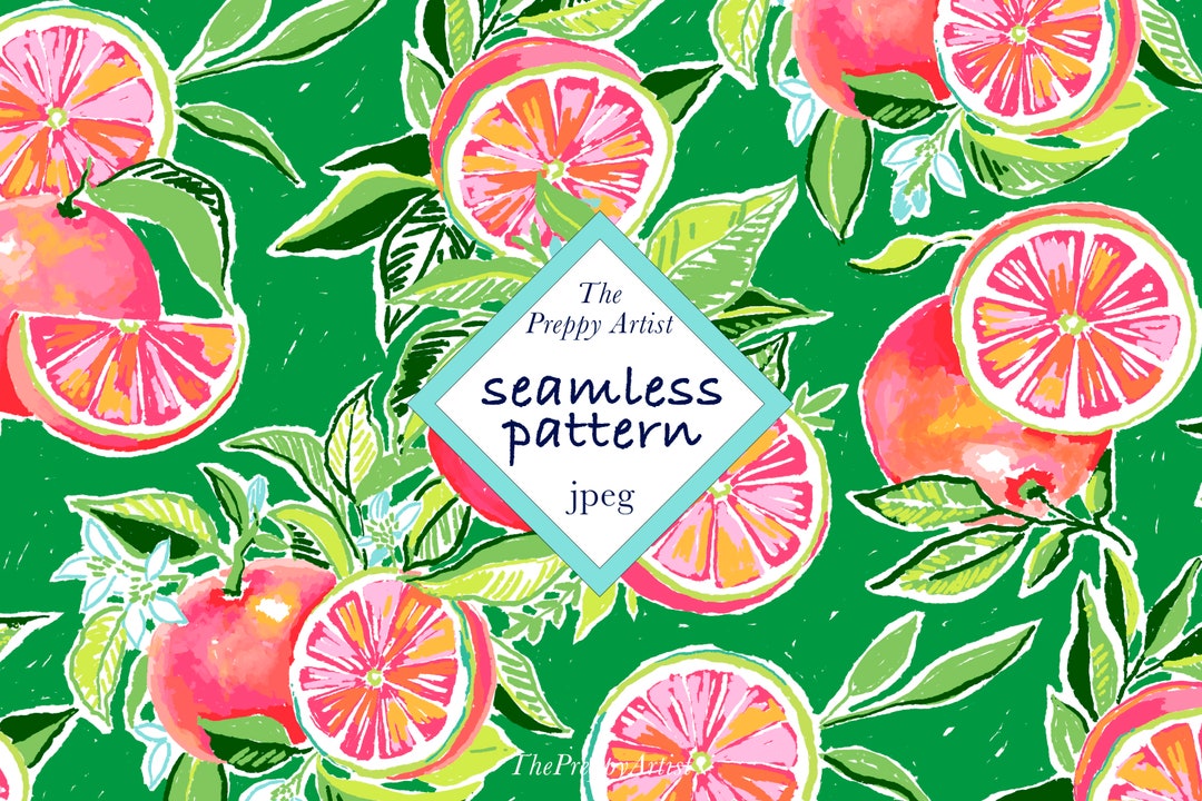 Pink Grapefruit Pattern, Seamless Fruit Print, Summer Fruit Design ...
