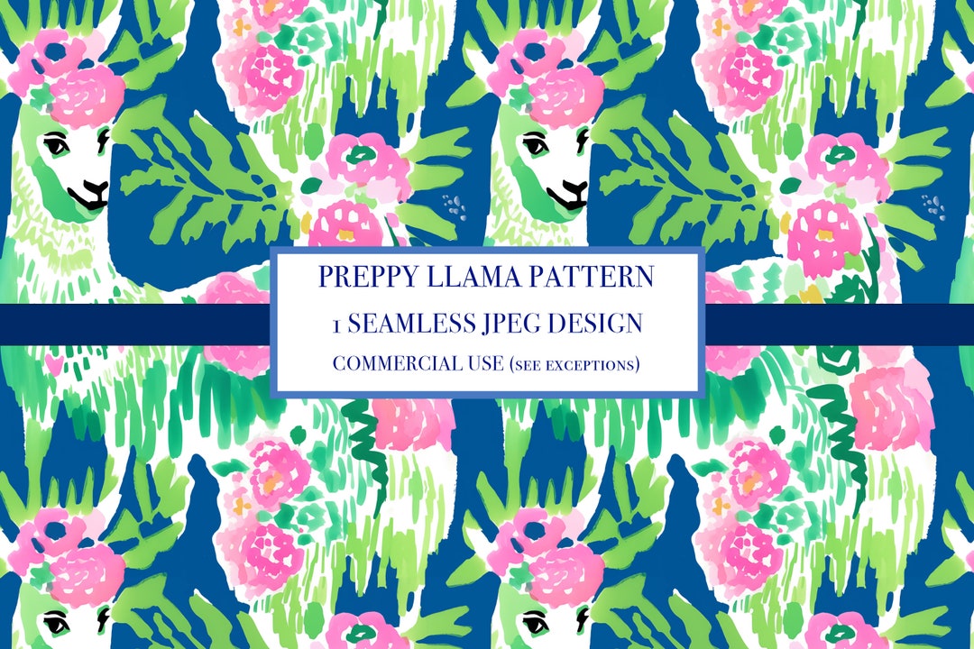 INSTANT DOWNLOAD Preppy Llama Pattern, Seamless Llama Design, Preppy ...