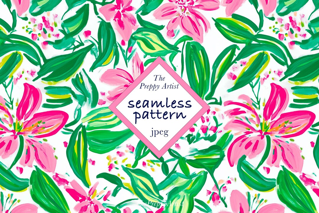INSTANT DOWNLOAD Preppy Floral Pattern, Seamless Preppy Flower Pattern ...