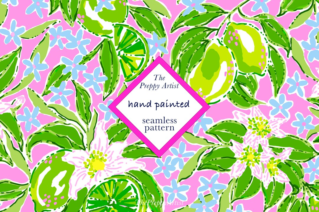 Preppy Limes Pattern, Seamless Preppy Fruit Print, Citrus Pattern ...