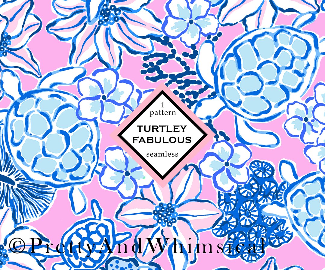 INSTANT DOWNLOAD Preppy Pink and Blue Turtle Pattern, Seamless Turtle ...