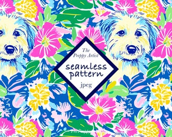 INSTANT DOWNLOAD Preppy Floral Pattern, Seamless Floral Pattern, Floral ...