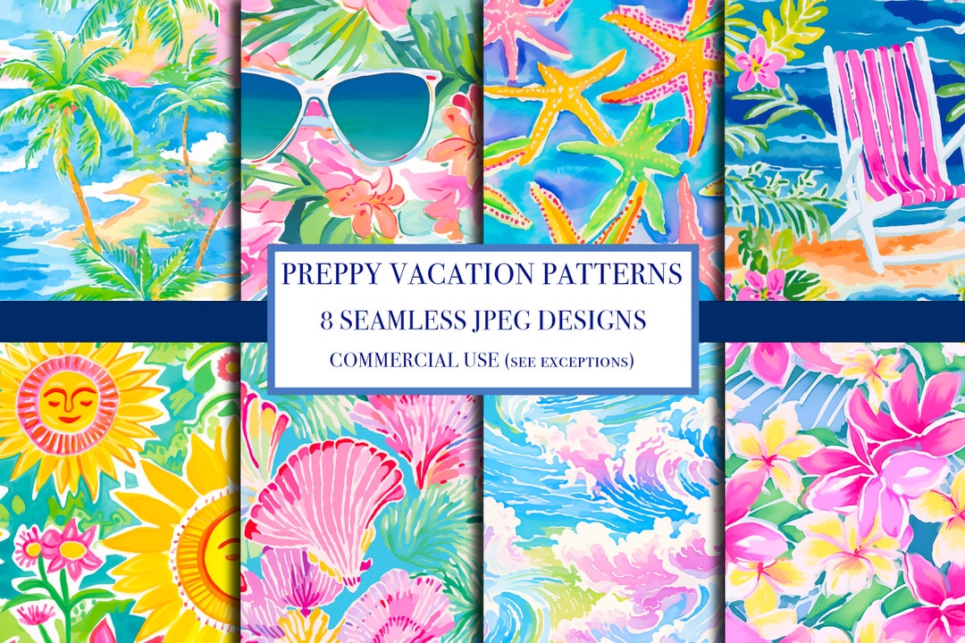 INSTANT DOWNLOAD Preppy Vacation Patterns, Preppy Digital Paper ...