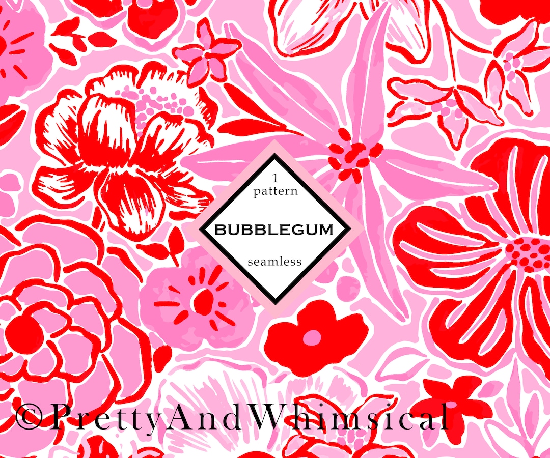 INSTANT DOWNLOAD Preppy Pink and Red Floral Pattern, Seamless Design ...