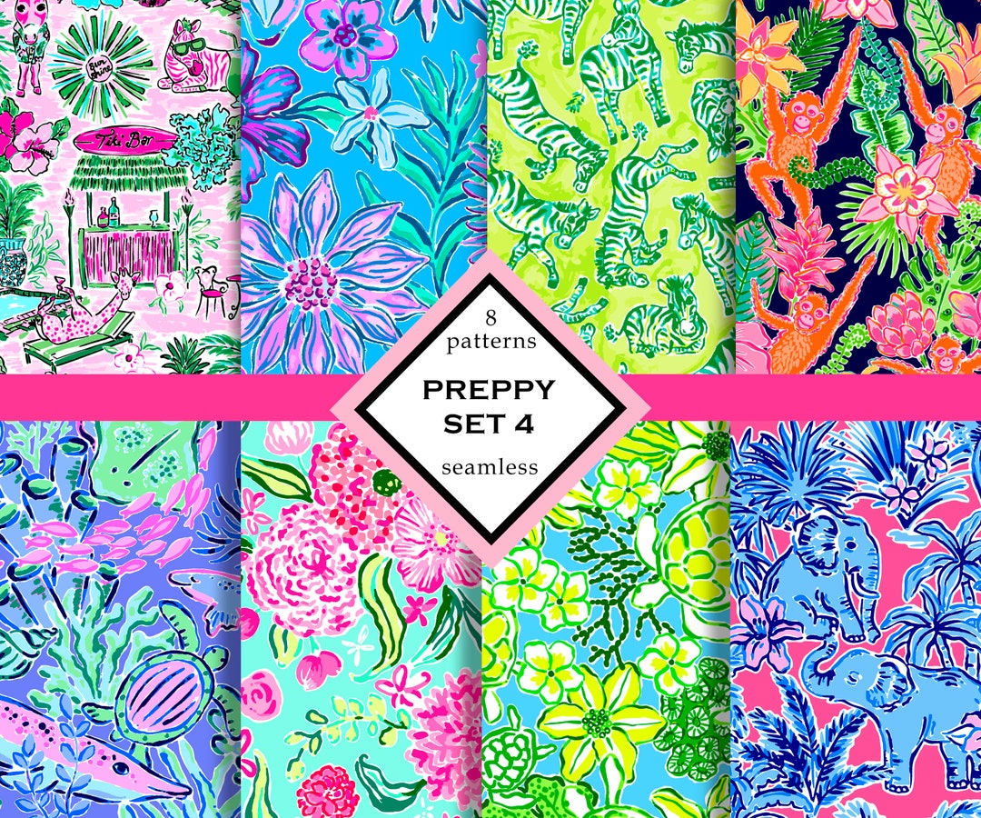 INSTANT DOWNLOAD Preppy Patterns, Preppy Digital Paper, Colorful Floral ...