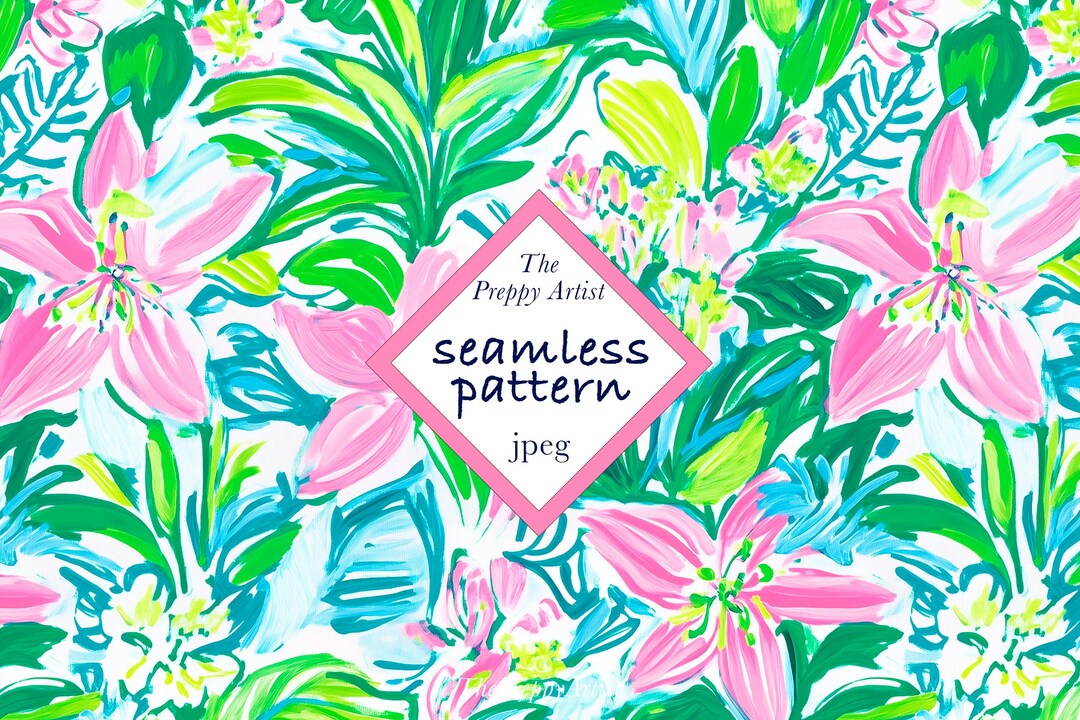 INSTANT DOWNLOAD Preppy Floral Pattern, Seamless Preppy Flower Pattern ...