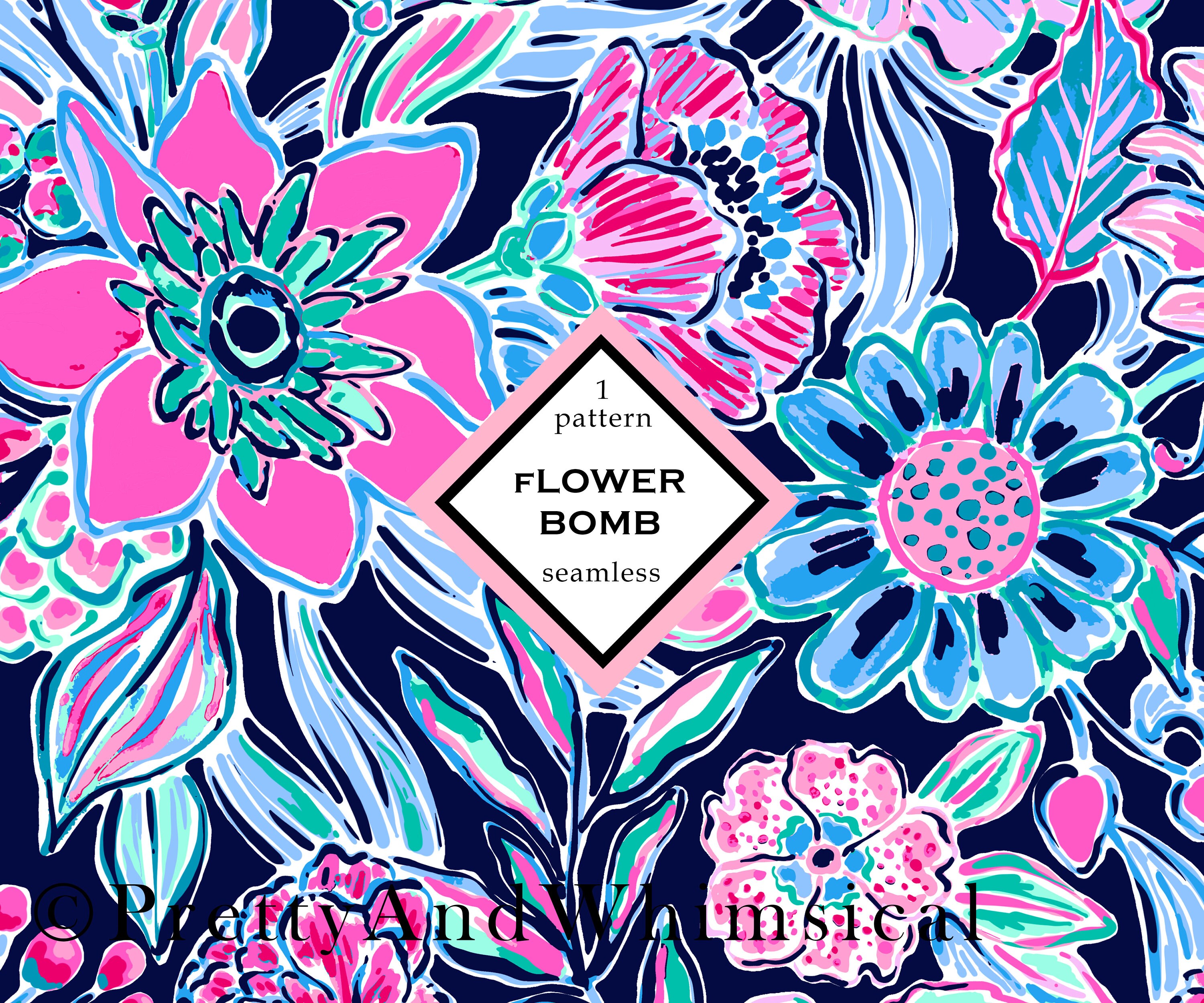 INSTANT DOWNLOAD Preppy Navy and Pink Floral Pattern - Etsy