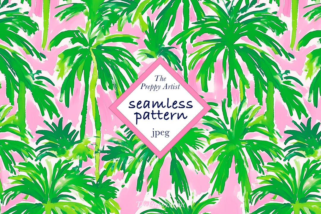 Preppy Palm Tree Pattern, Seamless Palm Tree Print, Florida Pattern ...