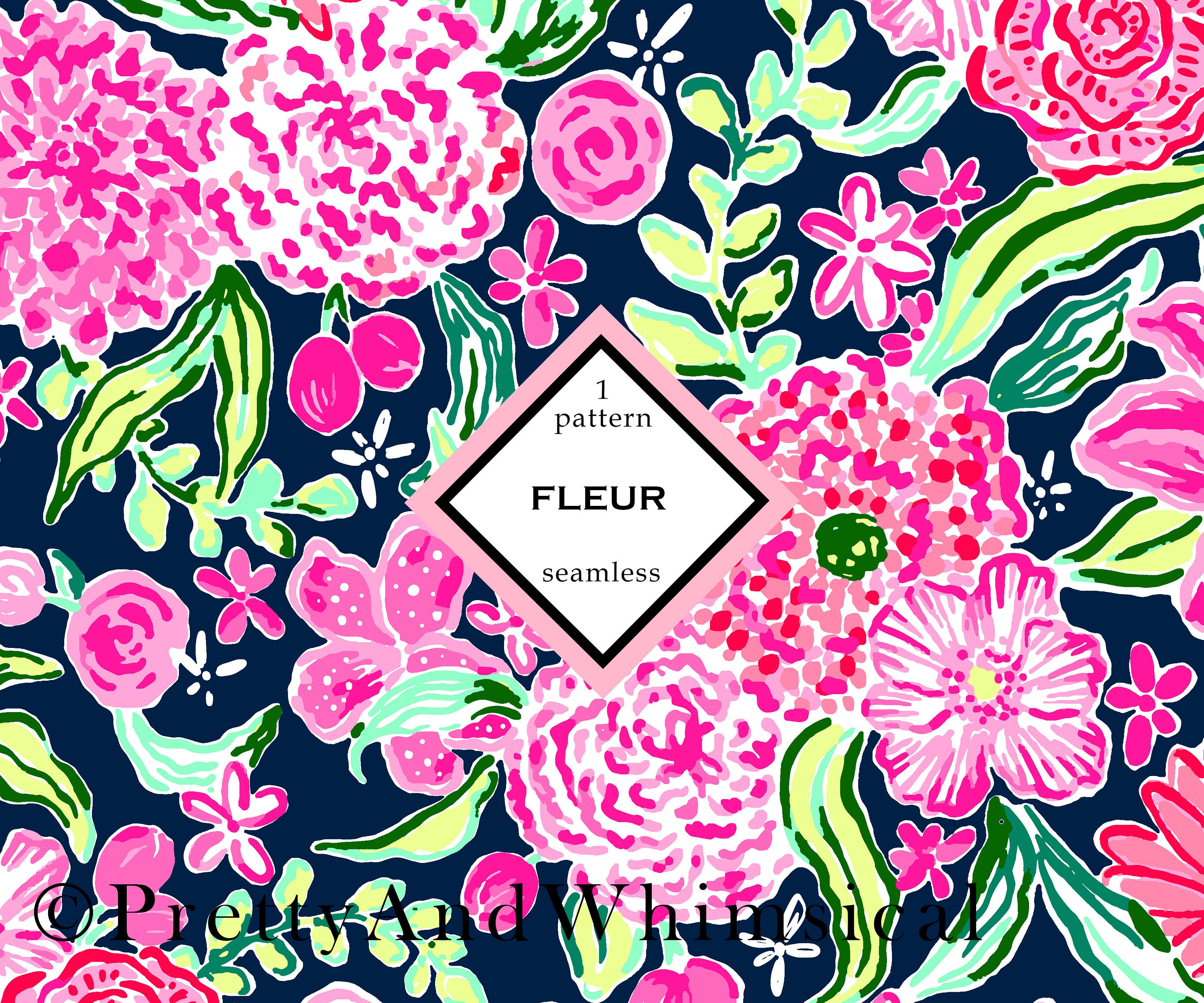 INSTANT DOWNLOAD Preppy Floral Pattern, Seamless Design, Jpeg Pattern ...