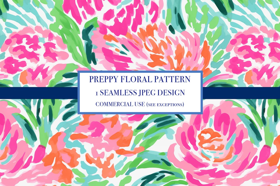 INSTANT DOWNLOAD Preppy Floral Pattern, Seamless Floral Design, Preppy ...
