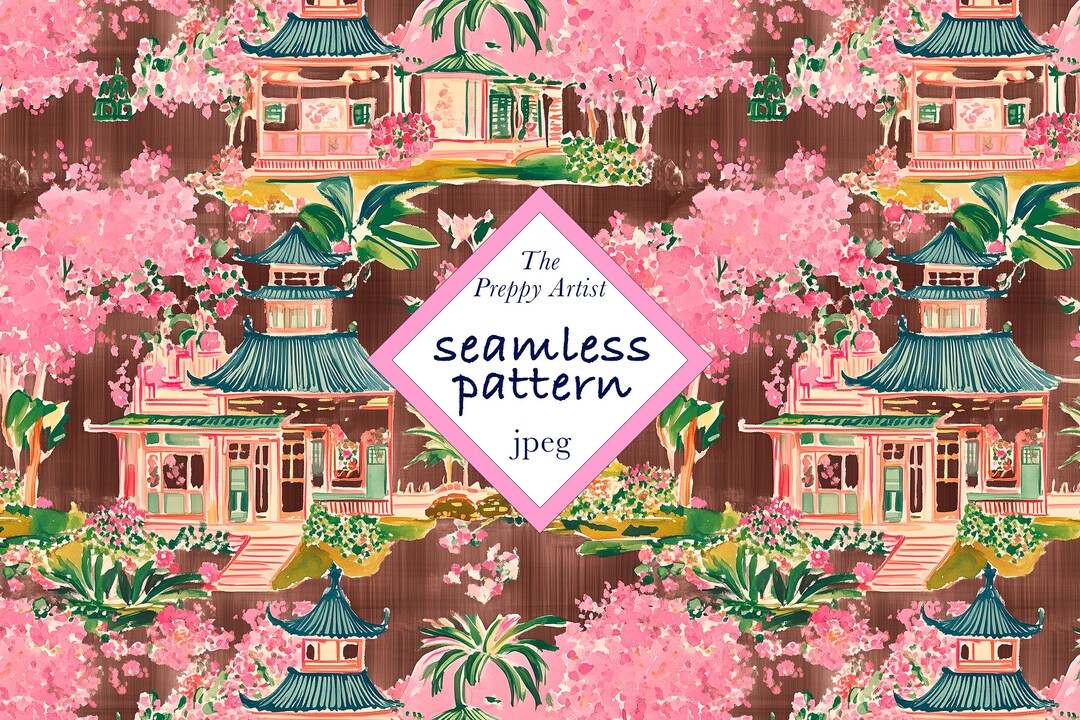 INSTANT DOWNLOAD Brown and Pink Chinoiserie Pattern, Seamless ...