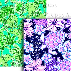INSTANT DOWNLOAD Preppy Patterns, Preppy Digital Paper, Colorful Floral ...