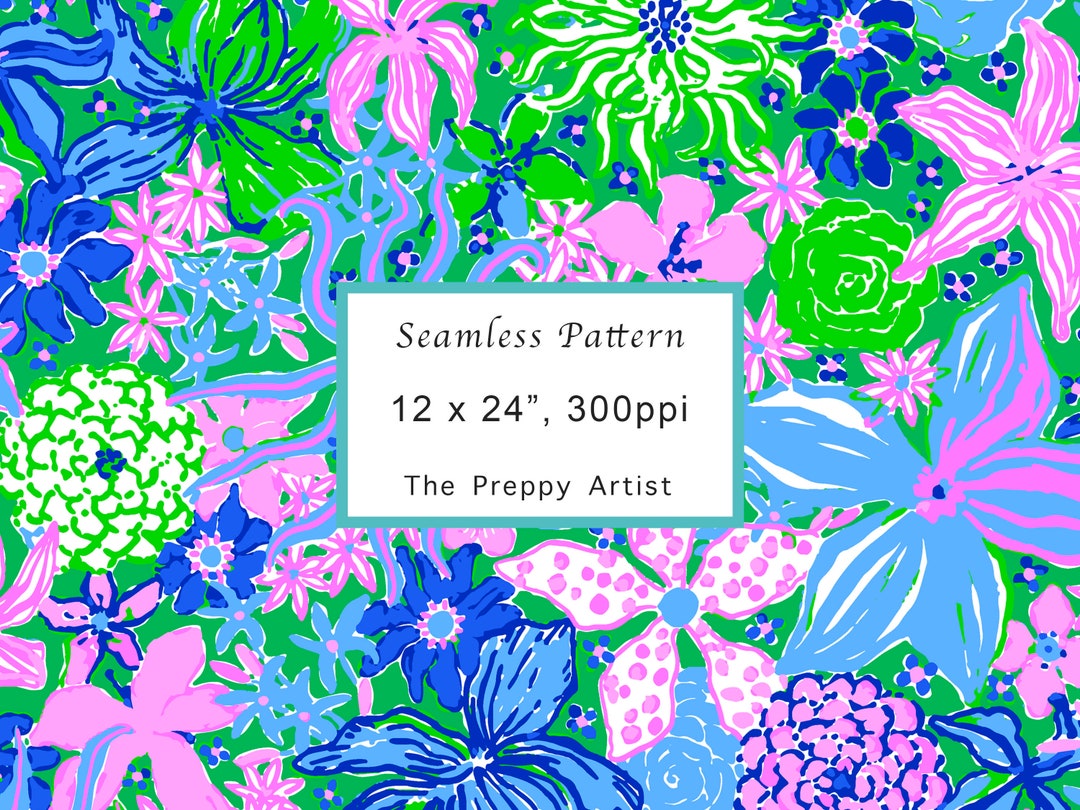 INSTANT DOWNLOAD Preppy Floral Pattern Seamless Floral - Etsy