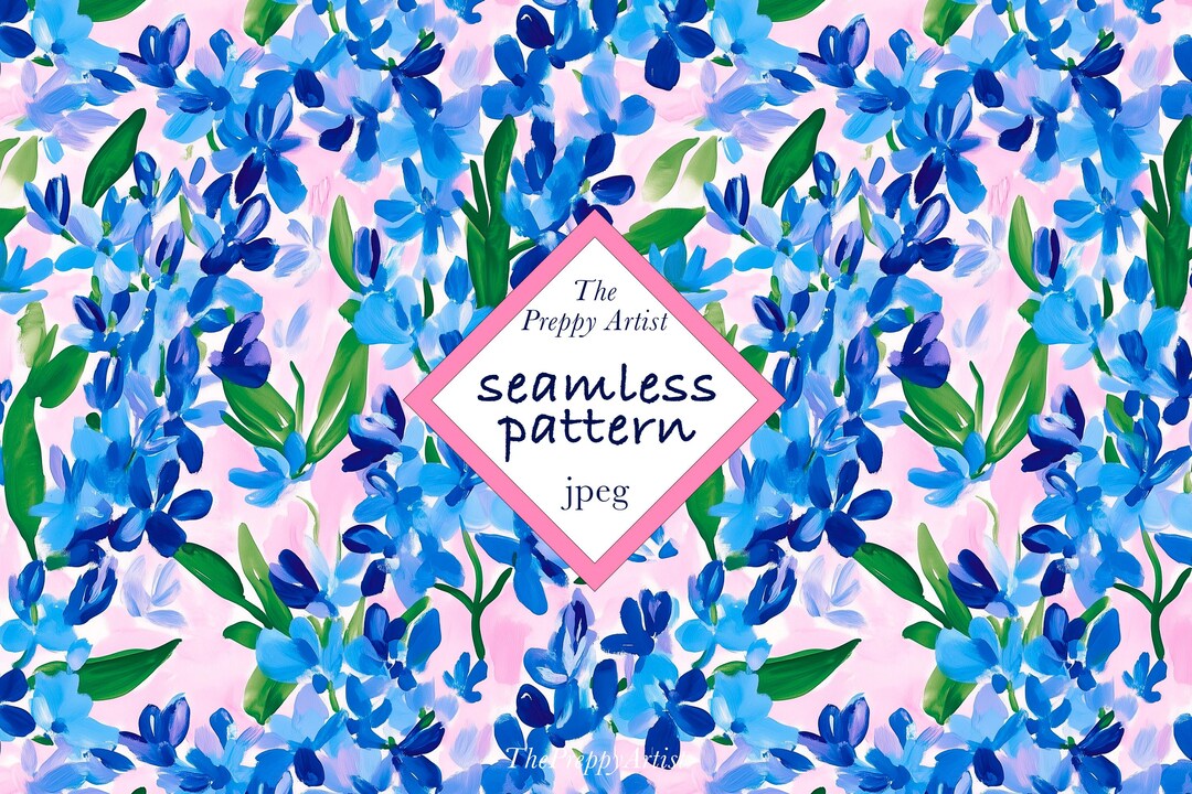 Preppy Bluebonnets Pattern, Seamless Bluebonnets Design, Texas Pattern ...