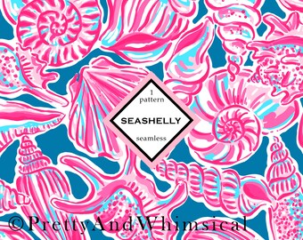 INSTANT DOWNLOAD Preppy Seashell Pattern Seamless Shell | Etsy