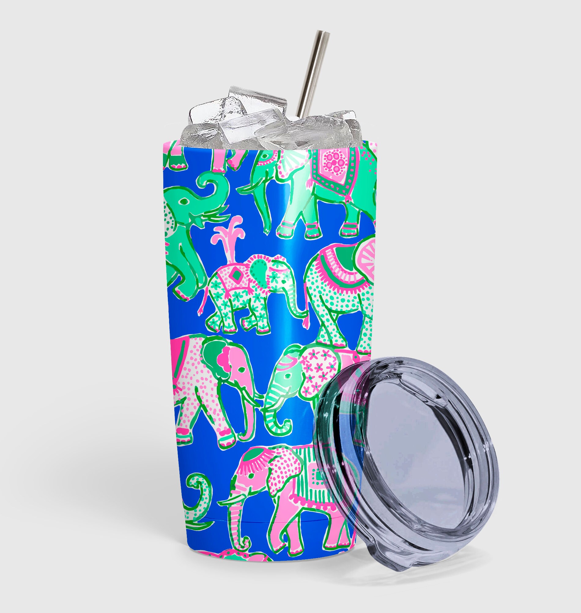 Instant Download Preppy Pink and Blue Elephant Digital Pattern, Preppy ...
