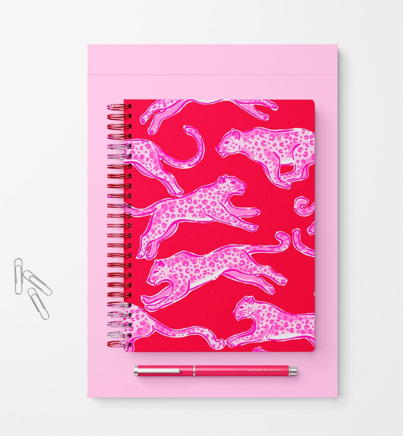 Instant Download Preppy Pink and Red Leopard Pattern, Whimsical Leopard ...