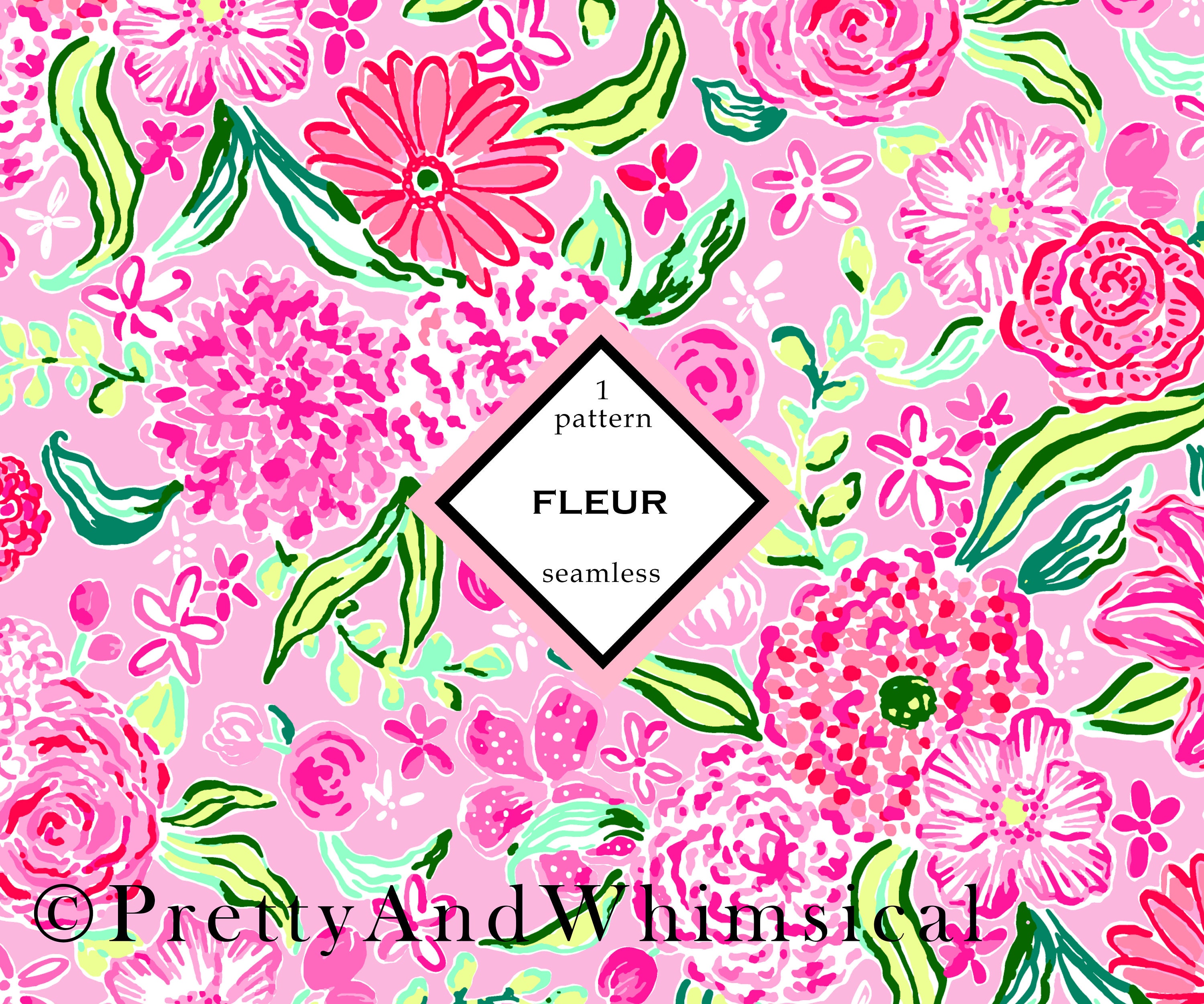 INSTANT DOWNLOAD Preppy Floral Pattern, Seamless Design, Jpeg Pattern ...