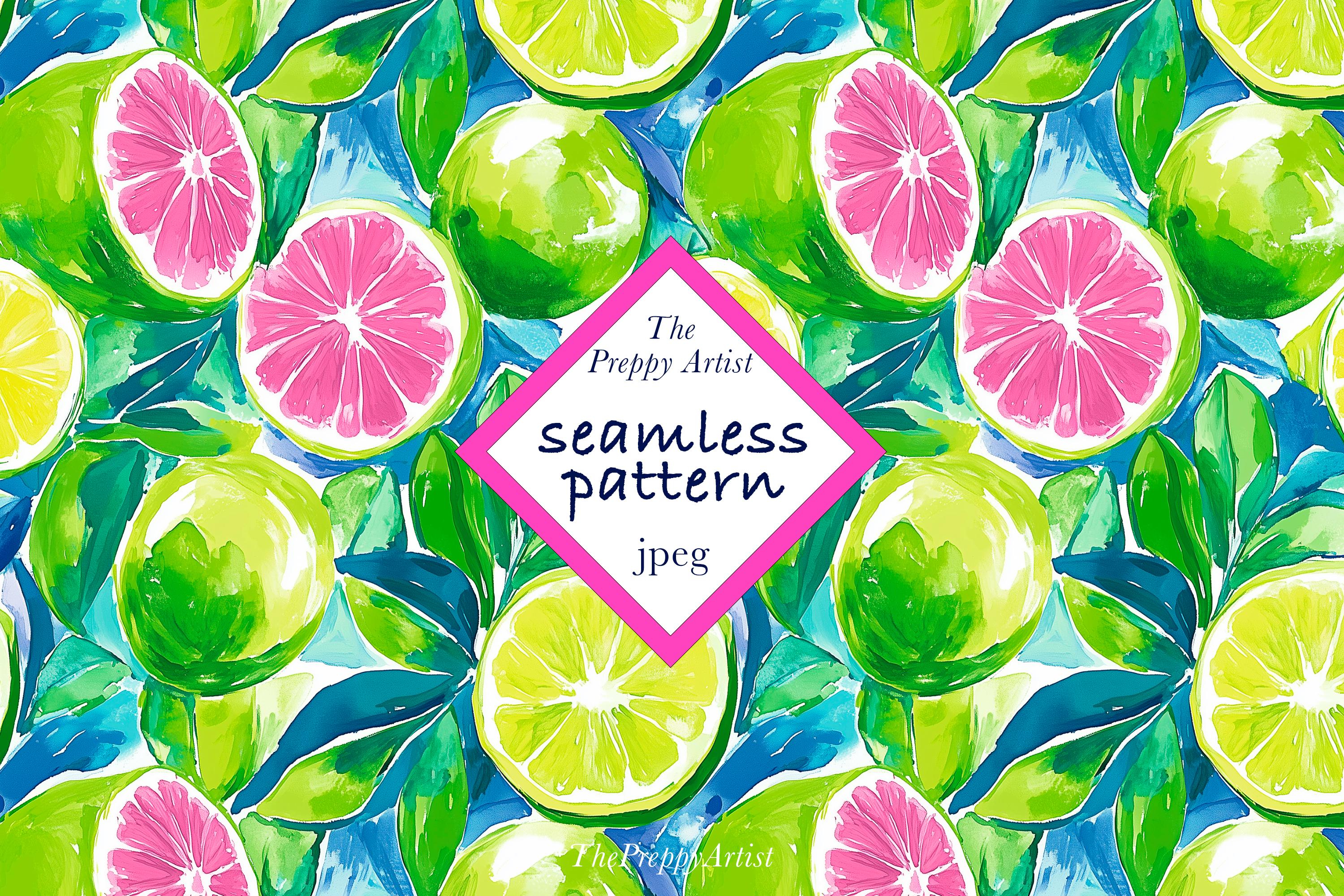 INSTANT DOWNLOAD Preppy Fruit Pattern, Seamless Limes Pattern, Preppy ...