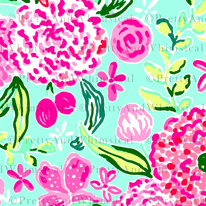 INSTANT DOWNLOAD Preppy Floral Pattern, Seamless Design, Jpeg Pattern ...