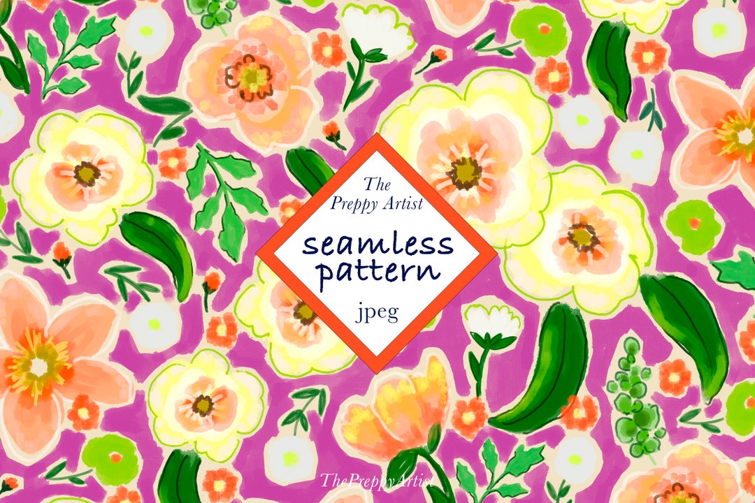 INSTANT DOWNLOAD Ditzy Floral Pattern, Seamless Orange and Purple ...