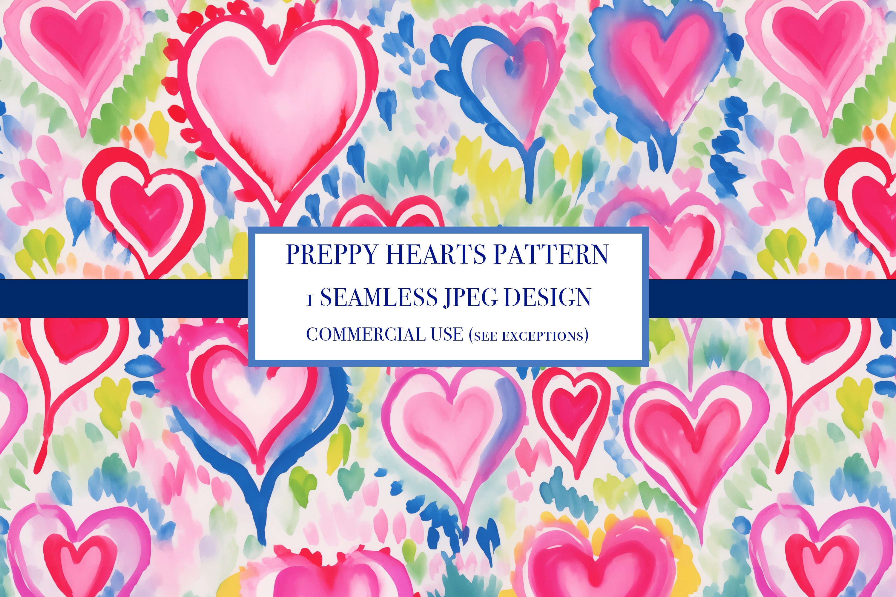 INSTANT DOWNLOAD Preppy Hearts Pattern, Seamless Valentine's Day Design ...