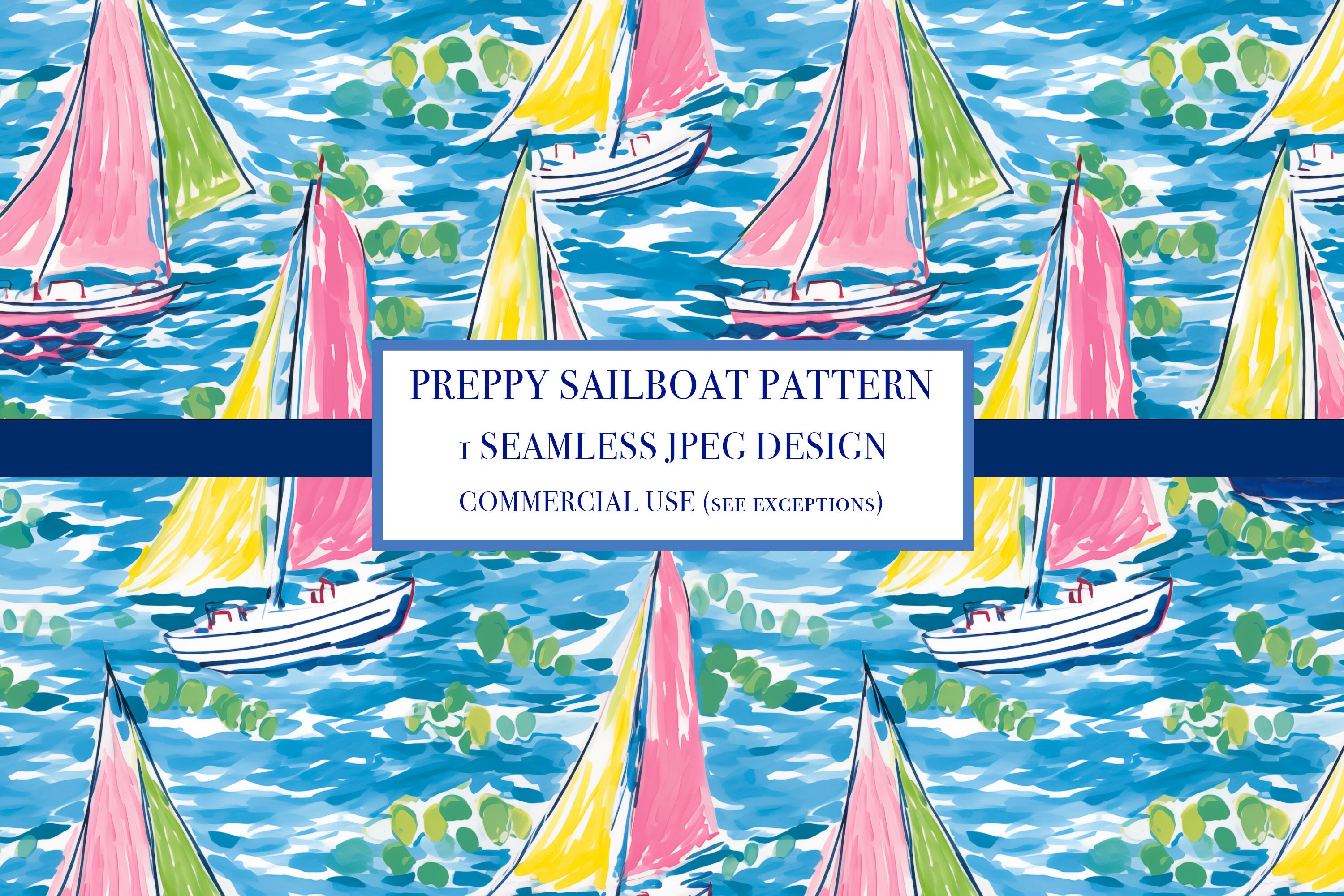 INSTANT DOWNLOAD Preppy Sailboat Pattern, Seamless Sailing Design ...