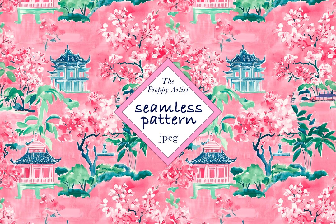 INSTANT DOWNLOAD Pink Chinoiserie Pattern, Seamless Chinoiserie Design ...