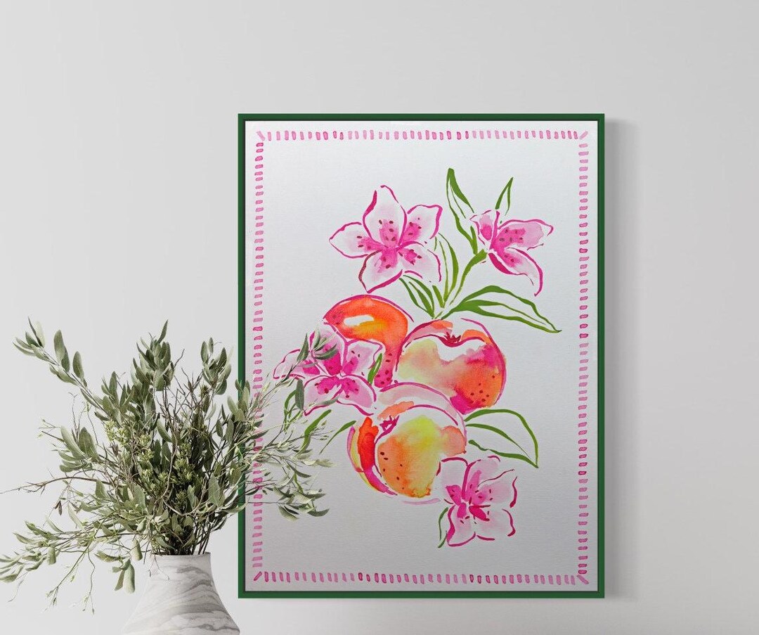 Preppy Peaches Art, Preppy Original Art, Preppy Painting, Nursery Art ...