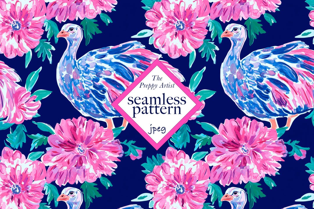 Seamless Preppy Turkey Pattern, Seamless Preppy Thanksgiving Pattern ...