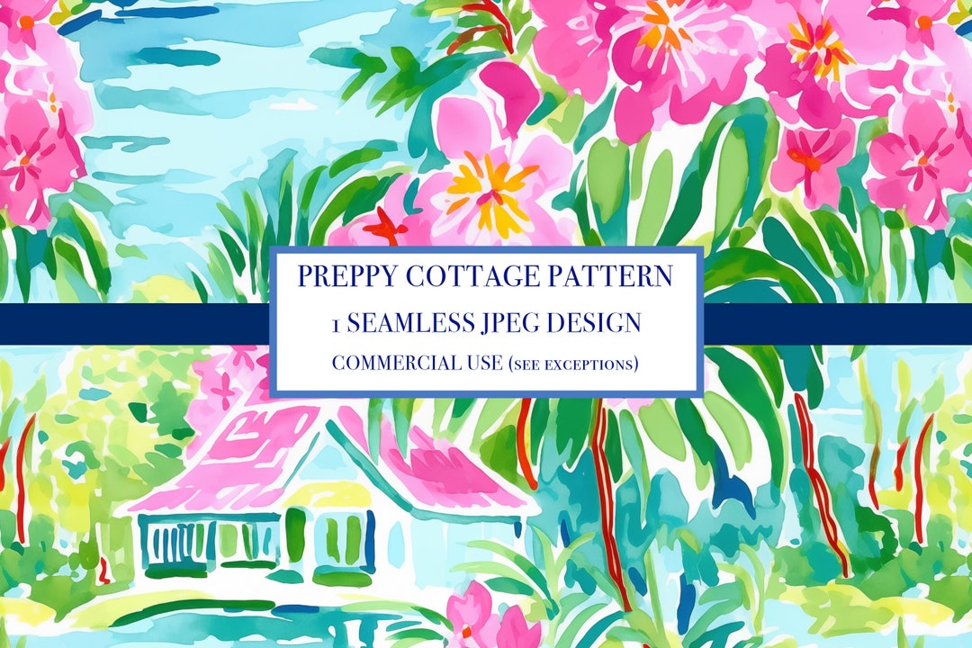 INSTANT DOWNLOAD Preppy Tropical Beach Cottage Pattern, Seamless ...