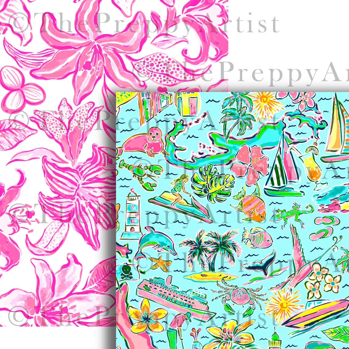 INSTANT DOWNLOAD Preppy Patterns Preppy Digital Paper - Etsy