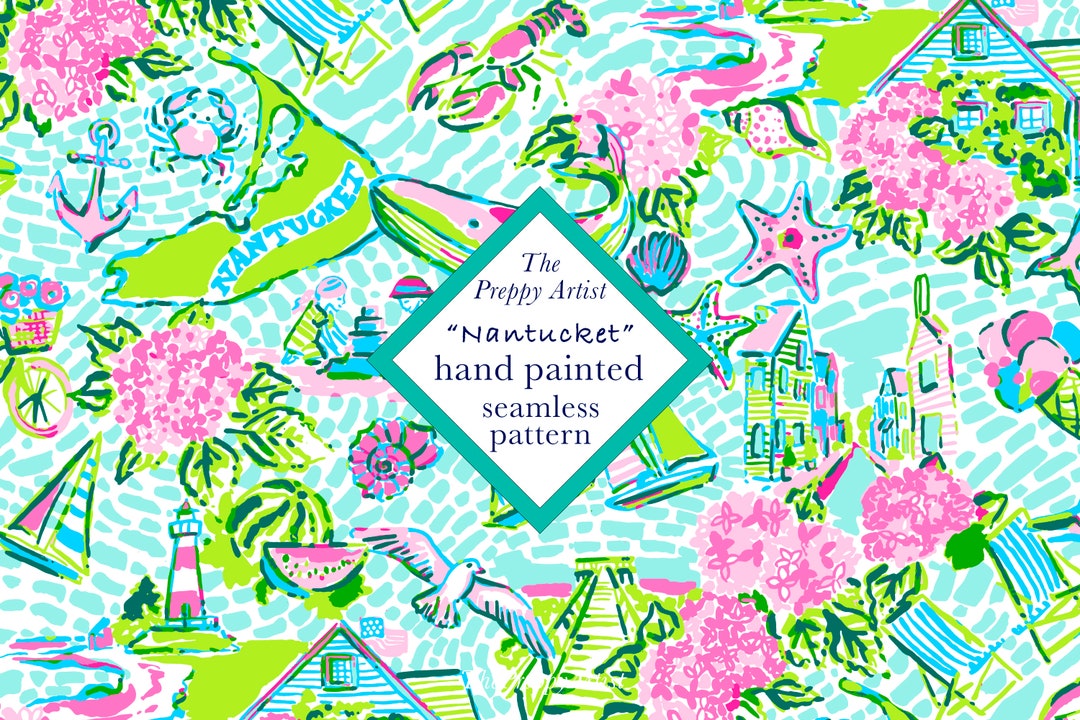 INSTANT DOWNLOAD Preppy Nantucket Pattern, Seamless Nantucket Map ...
