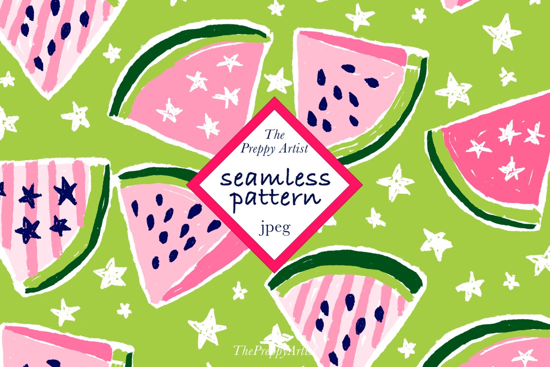 Pink and Green Watermelon Pattern, Watermelon Digital Paper, Summer ...