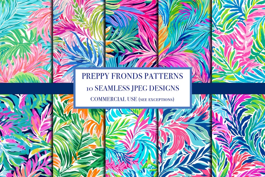 INSTANT DOWNLOAD Seamless Tropical Leaf Patterns, Preppy Digital Paper ...