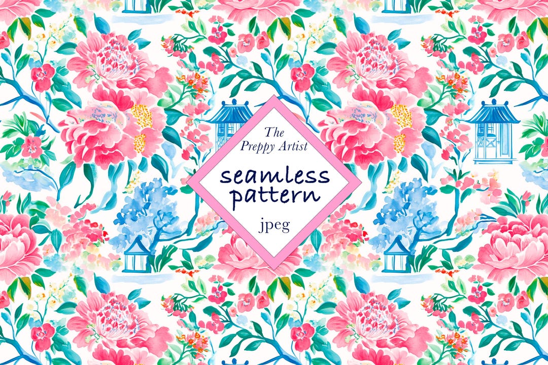 INSTANT DOWNLOAD Chinoiserie Pattern, Seamless Chinoiserie Design ...