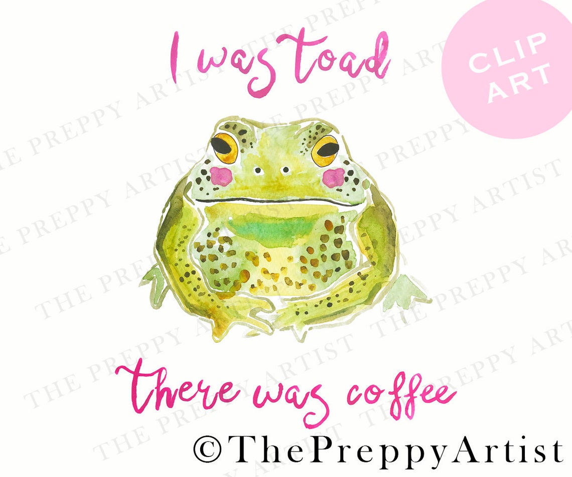INSTANT DOWNLOAD Preppy Printable Toad Clipart Funny Coffee | Etsy