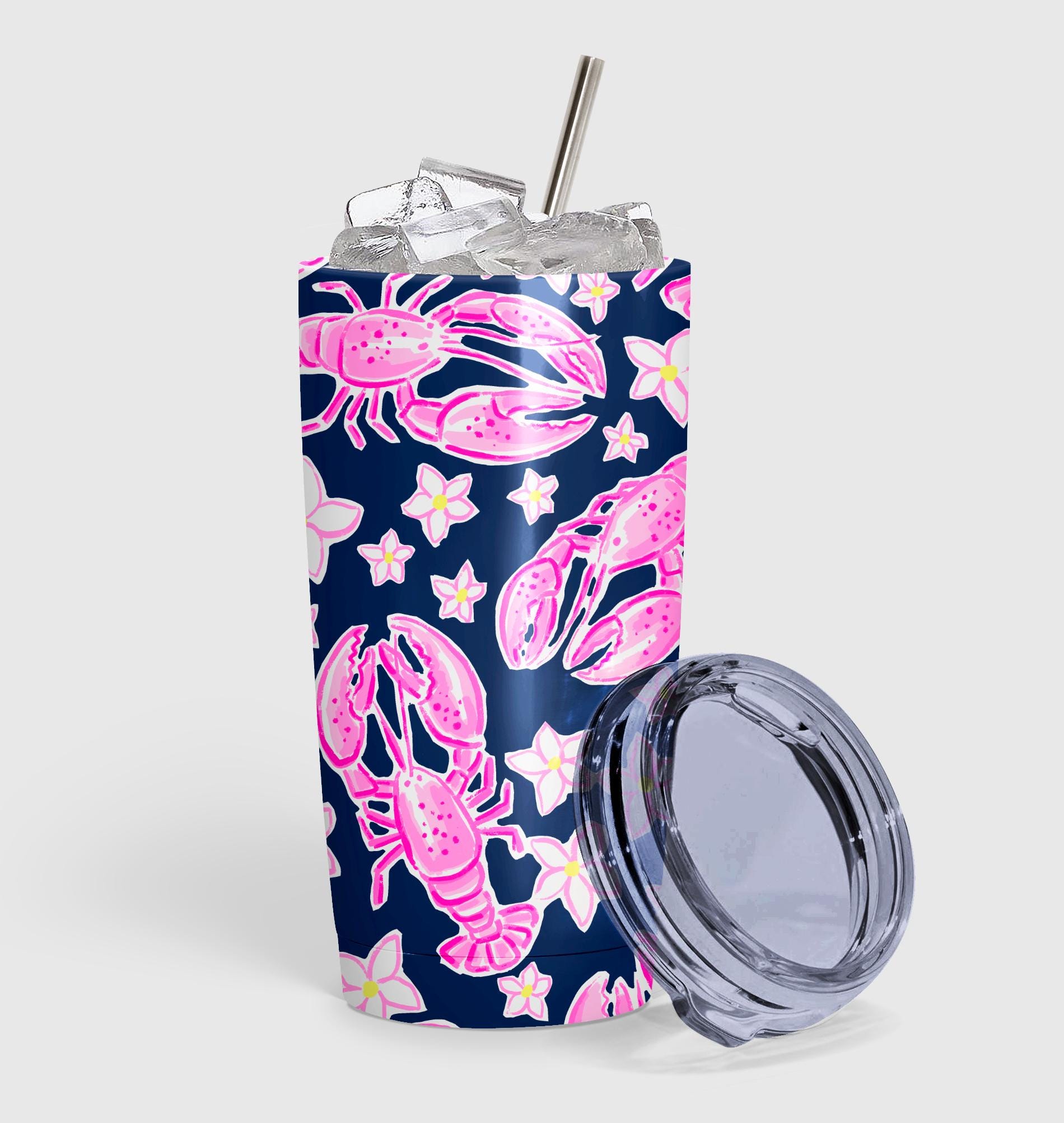INSTANT DOWNLOAD Preppy Pink and Navy Lobster Pattern, Seamless Lobster ...