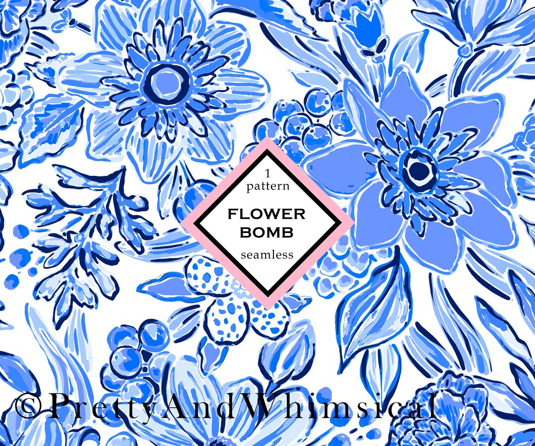 INSTANT DOWNLOAD Preppy Blue and White Surface Pattern Design, Blue and ...